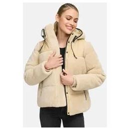 Winterjacke Marikoo "Kaguraa", Damen, Gr. M, beige, Obermaterial: 100% Polyester; Innenseite: 100% Polyester; Futter: 100% Polyester; Wattierung: 100% Polyester, Jacken Winterjacke, warme Teddyfell Sherpa Jacke