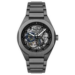 Giorgio Armani Automatikuhr ARMANI EXCHANGE "SYNC", anthrazit, grau, Armbanduhren, Damen, Automatikuhr, Armbanduhr, Herrenuhr, Edelstahlarmband, analog, 12/24-Std.-Anzeige