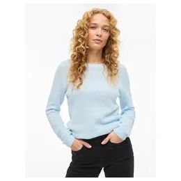 Rundhalspullover Vila "VIDALO O-NECK L/S KNIT TOP- NOOS", Damen, Gr. M, nantucket breeze, Feinstrick, Obermaterial: 100% Baumwolle, unifarben, regular fit normal, Rundhals, Rippb&uuml;ndchen, Pullover Rundhalspullover, Baumwolle, regular fit