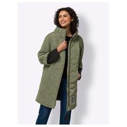 Langjacke Heine, Damen, Gr. 50, gr&uuml;n (khaki), 100% Polyester, B&uuml;ndchen:5% Elasthan, 68% Viskose, 27% Polyamid, Wattierung:100% Polyester, unifarben, Jacken Langjacke