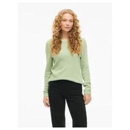Rundhalspullover Vila "VIDALO O-NECK L/S KNIT TOP- NOOS", Damen, Gr. M, smoke gr&uuml;n, Feinstrick, Obermaterial: 100% Baumwolle, unifarben, regular fit normal, Rundhals, Rippb&uuml;ndchen, Pullover Rundhalspullover, Baumwolle, regular fit