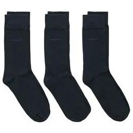 Basicsocken Gant "SOFT COTTON SOCKS 3-PACK", Herren, Gr. 43-44, blau (marine), Baumwollmischung, unifarben, elastisch, Socken, mit Logodruck am Kn&ouml;chel