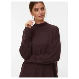 V&eacute;ro Moda Strickpullover VERO MODA "VMPLAZA LS HIGHNECK LONG PULLOVER GA BOO", Damen, Gr. M, fudge detail:melange, Strick, Obermaterial: 64% Polyester, 19% Polyacryl, 8% Nylon, 5% Wolle, 4% Elasthan, meliert, oversize Po-bedeckend, hoch geschlossener Ausschnitt, Strickb&uuml;ndchen, Pullover Strickpullover