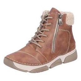 Winterboots Rieker, Damen, Gr. 36, braun (hellbraun, beige), Lederimitat, Textil, Schuhe Winterboots, Schn&uuml;rboots, Stiefelette, Casual-Boots mit Rei&szlig;verschluss au&szlig;en