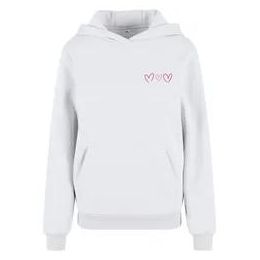 Kapuzenpullover MISS TEE "Miss Tee Always Trust Your Heart Ladies Fluffy Hoody", Damen, Gr. M, wei&szlig;, 70% Baumwolle, 30% Polyester, mehrfarbig, loose fit, ohne Ausschnitt, Pullover Kapuzenpullover