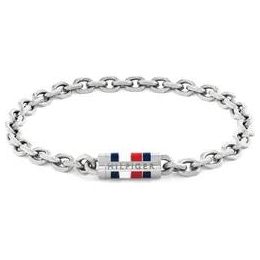 Armband Tommy Hilfiger "BRUCE CHAIN", edelstahlfarben, blau, wei&szlig;, rot, Armb&auml;nder, Damen, 19cm, Edelstahl, Armband