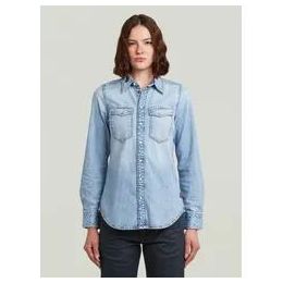 G-Star Raw Langarmshirt G-STAR "Slim Western Hemd", Damen, Gr. XL, sun faded blau mist, Obermaterial: 100% Baumwolle, Shirts Langarmshirt