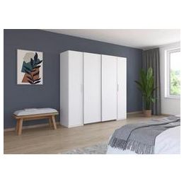 Schwebet&uuml;renschrank Rauch "Kleiderschrank Dreht&uuml;renschrank Schrank Garderobe KRONACH TOPSELLER", wei&szlig; (alpinwei&szlig;, griffleisten alu), B:225cm H:210cm T:59cm, Holzwerkstoff, Schr&auml;nke, Schwebet&uuml;renschrank, mit Dreh- und Schwebet&uuml;ren und vielen Einlegeb&ouml;den MADE IN GERMANY