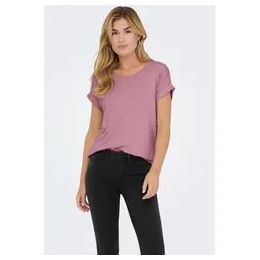 T-Shirt Only "ONLMOSTER &ndash; Kurzarmshirt mit Aufschlag und klassischem Look", Damen, Gr. XS, nostalgia rose, Jersey, Obermaterial: 75% Viskose, 20% Polyester, 5% Elasthan, unifarben, regular fit normal, Rundhals, mit Aufschlag, Shirts T-Shirt, Viskosemischung, regular fit