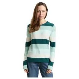 Strickpullover Tom Tailor "Otto", Damen, Gr. XL, gr&uuml;n mint, Strick, Obermaterial: 60% Baumwolle, 40% Viskose, gestreift, regular fit normal, Rundhals, Rollkante, Pullover Strickpullover, mit Viskose