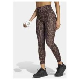 Trainingstights Adidas PERFORMANCE "OPTIME ESSENTIALS WORKOUT LEOPARD 7/8 LEGGINGS", Damen, Gr. XXL, N-Gr, earth strata, schwarz, normal, gr., Obermaterial: 85% Polyester, 15% Elasthan, 7/8-L&auml;nge, Hosen, Topseller