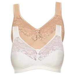 B&uuml;gelloser BH SuSa "Basic", Damen, Gr. 90, Cup C, beige (ivory, pure, beige), Spitze, Obermaterial: 76% Baumwolle, 18% Polyamid, 6% Elasthan, Basic, BHs, Spitze, gen&auml;hte Cups, Baumwollmix, elastisch, BH-Set
