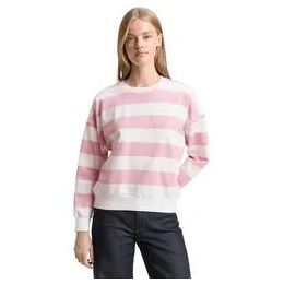 Sweatshirt Tom Tailor DENIM, Damen, Gr. XXL, soft rose wei&szlig; stripe, Sweatware, Obermaterial: 100% Baumwolle, weit h&uuml;ftbedeckend, Rundhals, B&uuml;ndchen, Sweatshirts Sweatshirt, aus weicher Baumwolle
