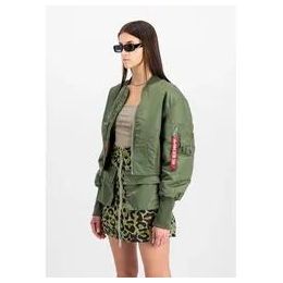 Bomberjacke Alpha Industries "Waisted MA-1 W", Damen, Gr. XS, sage, gr&uuml;n, Obermaterial: 100% Nylon; Futter: 100% Nylon; F&uuml;llung: 100% Polyester, Jacken Bomberjacke