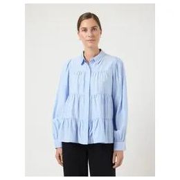 Langarmbluse Y.A.S "YASPALA LS SHIRT S. NOOS", Damen, Gr. L, kentucky blau, Web, Obermaterial: 87% Viskose, 13% Nylon, unifarben, regular fit normal, Blusen