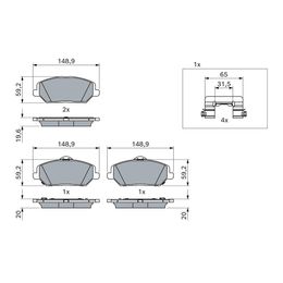 Bosch Bremsbelagsatz, Scheibenbremse 0986424862 f&uuml;r KIA