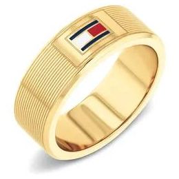 Fingerring Tommy Hilfiger "H-LINK" Gr. 64, gelbgoldfarben, rot, wei&szlig;, blau, Fingerringe, Herren, 64, Edelstahl, Fingerring, Emaille