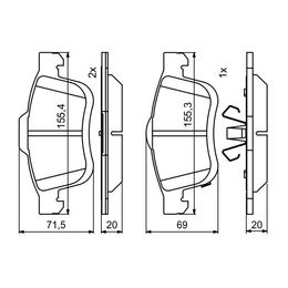 Bosch Bremsbelagsatz, Scheibenbremse 0986494801 f&uuml;r LANCIA