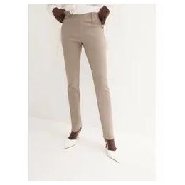 Stretch-Hose bonprix "Stretch-Hose in Schlupfform", Damen, Gr. 36, N-Gr, braun (taupe), Obermaterial: 73% Viskose, 23% Polyamid, 4% Elasthan, slim fit, Hosen, aus Viskose, Slim Fit Passform, Schlupfform mit G&uuml;rtelschlaufen