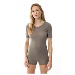 T-Shirt Mey "Wool Love", Damen, Gr. XXL/XXXL, grau (deep taupe), Obermaterial: 70% Schurwolle, 30% Seide, schmal h&uuml;ftbedeckend, Rundhals, Shirts T-Shirt, schmale Passform, Kurzarm, Merino-Schurwolle