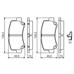 Bosch Bremsbelagsatz, Scheibenbremse 0986424626 f&uuml;r Suzuki CHERY