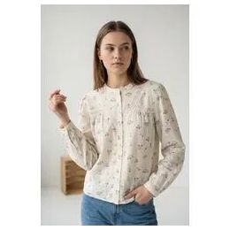 Druckbluse Only "ONLLARI L/S FLOWER SHIRT NOOS WVN", Damen, Gr. S, cloud dancer aop:emb, Web, Obermaterial: 100% Baumwolle, bedruckt, regular fit normal, Blusen Druckbluse