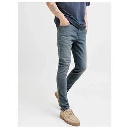 Jack & Jones Slim-fit-Jeans JACK & JONES "JJIGLENN JJFELIX AM 646 NOOS", Herren, Gr. 29, L&auml;nge 32, grau (grau denim), Denim/Jeans, Obermaterial: 98% Baumwolle, 2% Elasthan, Abriebeffekte, slim fit kn&ouml;chellang, Jeans Slim-fit-Jeans