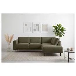 Ecksofa Home Affaire "Sveeva, L-Form, B.240 cm, schwarze Metallf&uuml;&szlig;e", khaki, B:240cm H:78cm T:197cm, 100% PES, Sofas, Ecksofa, langlebiger Webstoff, mit Wellenunterfederung, viele Farben