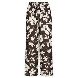 Stoffhose CLOUD 5IVE "CLOUD 5IVE Pants with tie belt and aop flower print", Damen, Gr. XXL, US-Gr&ouml;&szlig;en, beige, braun, 95% Polyester, 5% Elasthan, gebl&uuml;mt, loose fit, Hosen Stoffhose