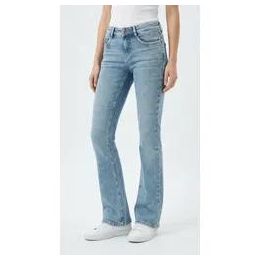 Bootcut-Jeans MAC "DETROIT flared", Damen, Gr. 38, L&auml;nge 30, 90`s cool wash, Denim/Jeans, Obermaterial: 99% Baumwolle, 1% Elasthan, bootcut fit lang, Jeans, Aufwendig gearbeitete Details an den Vordertaschen