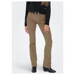 Cordhose Only "ONLMARY &ndash; Flared Cordhose mit Stretchkomfort", Damen, Gr. 42, L&auml;nge 30, beige (fossil), Cord, Obermaterial: 98% Baumwolle, 2% Elasthan, unifarben, slim fit normal, Hosen Cordhose, Baumwollmischung, bootcut fit