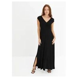 Maxikleid bonprix, Damen, Gr. 32/34 (XS), N-Gr, schwarz, Obermaterial: 95% Viskose, 5% Elasthan, loose fit, Kleider Maxikleid, f&uuml;r modernen Look, aus Viskose und Elasthan, lockere Passform