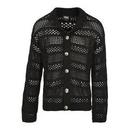 Strickfleecejacke Urban Classics "Urban Classics Herren Crocheted Cardigan", Herren, Gr. XL, schwarz, 50% Polyacryl, 50% Baumwolle, unifarben, normal, amerikanischer Ausschnitt, Jacken