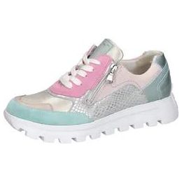 Waldl&auml;ufer Sneaker WALDL&Auml;UFER "H-AJALA", Damen, Gr. 8 (42), mint multicolor, Nappaleder, Nubukleder, Veloursleder, Reptilienpr&auml;gung, mehrfarbig, metallic, Schuhe Sneaker, Schn&uuml;rschuh, Halbschuh, Komfortschuh mit Rei&szlig;verschluss, H-Weite
