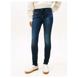 Tommy Hilfiger Skinny-fit-Jeans TOMMY JEANS "LW SKN CH12", Damen, Gr. 24, L&auml;nge 30, blau (denim schwarz), Denim/Jeans, Obermaterial: 98% Baumwolle, 2% Elasthan, unifarben, skinny fit, Jeans, mit Logo-Badge, Logstickerei