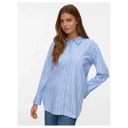 V&eacute;ro Moda Hemdbluse VERO MODA "VMELINA LS SHIRT WVN NOOS", Damen, Gr. L, hydrangea stripes:ella snow wei&szlig;, schwarz, Web, Obermaterial: 100% Baumwolle, gestreift, bequem Po-bedeckend, 2-Knopf-Manschette mit Schlitz, Blusen Hemdbluse, Baumwolle