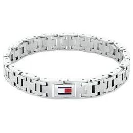 Gliederarmband Tommy Hilfiger "H-LINK", edelstahlfarben, blau, rot, wei&szlig;, Armb&auml;nder, Herren, 19cm, Edelstahl, Gliederarmband