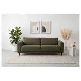 3-Sitzer Home Affaire "Sveeva, B.214 cm, schwarze Metallf&uuml;&szlig;e", khaki, B:214cm H:78cm T:90cm, 100% PES, Sofas, langlebiger Webstoff, mit Wellenunterfederung, viele Farben
