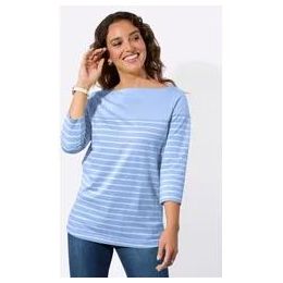 T-Shirt "Ringelshirt", Damen, Gr. 50, eisblau, ecru, geringelt, 100% Baumwolle, gemustert, gestreift, U-Boot-Ausschnitt, Shirts T-Shirt