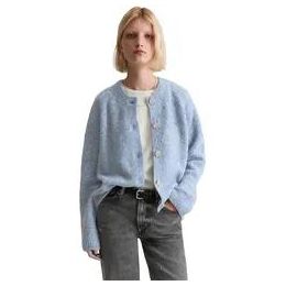 Marc O'Polo Cardigan MARC O'POLO DENIM "aus Schurwolle-Viskose-Mix", Damen, Gr. M, blau dusk, Obermaterial: 77% Schurwolle, 15% Polyamid, 8% Viskose, unifarben, relaxed fit, Rundhals, B&uuml;ndchen, Strickjacken