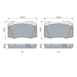 Bosch Bremsbelagsatz, Scheibenbremse 0986424705 f&uuml;r MERCEDES-BENZ FORD