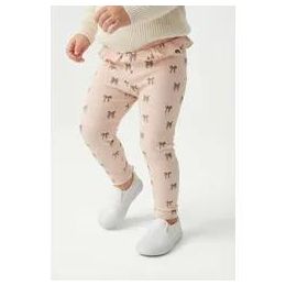 Leggings LIL' ATELIER "NMFGAVO EFI SLIM LEGGING LIL NOOS", M&auml;dchen, Gr. 110, N-Gr, silber peony aop:bow, Jersey, Obermaterial: 57% Baumwolle, 38% Lyocell, 5% Elasthan, bedruckt, slim fit lang, Hosen Leggings, weiche Jersey Rippqualit&auml;t