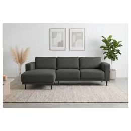 Ecksofa Home Affaire "Sveeva, L-Form, B.238 cm, schwarze Metallf&uuml;&szlig;e", anthrazit, B:238cm H:78cm T:142cm, 100% PES, Sofas, Ecksofa, langlebiger Webstoff, mit Wellenunterfederung, viele Farben