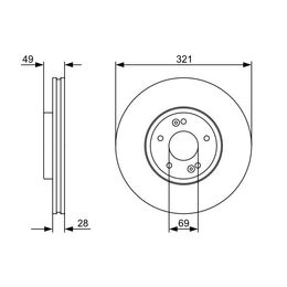 Bosch Bremsscheibe 0986479536 bel&uuml;ftet 321mm 28mm f&uuml;r HYUNDAI