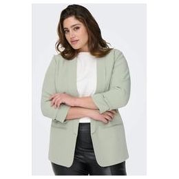 Kurzblazer Only CARMAKOMA "CARELLY 3/4 LIFE BLAZER WVN", Damen, Gr. 46, desert sage, Web, Obermaterial: 95% Polyester, 5% Elasthan, unifarben, regular fit, V-Ausschnitt, Blazer Kurzblazer