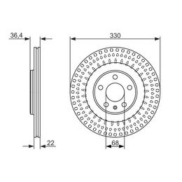 Bosch Bremsscheibe 0986479750 bel&uuml;ftet 330mm 22mm f&uuml;r VW AUDI PORSCHE