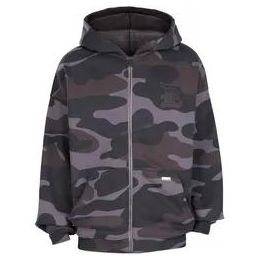 Kapuzenpullover DROPSIZE "Dropsize BOXY ZIPPER", Herren, Gr. M, camo anthrazit, 70% Baumwolle, 30% Polyester, normal, ohne Ausschnitt, Pullover Kapuzenpullover