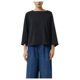 Shirtbluse comma, Damen, Gr. 40, navy, Web, Obermaterial: 100% Baumwolle, unifarben, weit h&uuml;ftlang, Rundhals, abgesteppte Kante, Blusen, 3/4-Arm mit weiten &Auml;rmeln