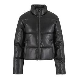 Allwetterjacke Urban Classics "Urban Classics Ladies Synthetic Leather Puffer Jacket", Damen, Gr. XL, schwarz, 100% Polyester, unifarben, normal, amerikanischer Ausschnitt, Jacken