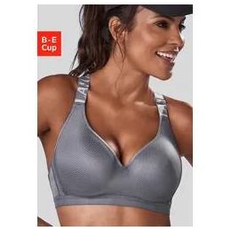 Sport-BH Lascana ACTIVE, Damen, Gr. 75, Cup B, grau (anthrazit), Netz, Obermaterial: 67% Polyamid, 20% Elasthan, 13% Polyester, BHs Sport-BH Sportbekleidung, mit B&uuml;gel & eingearbeitetem Push-up-Kissen